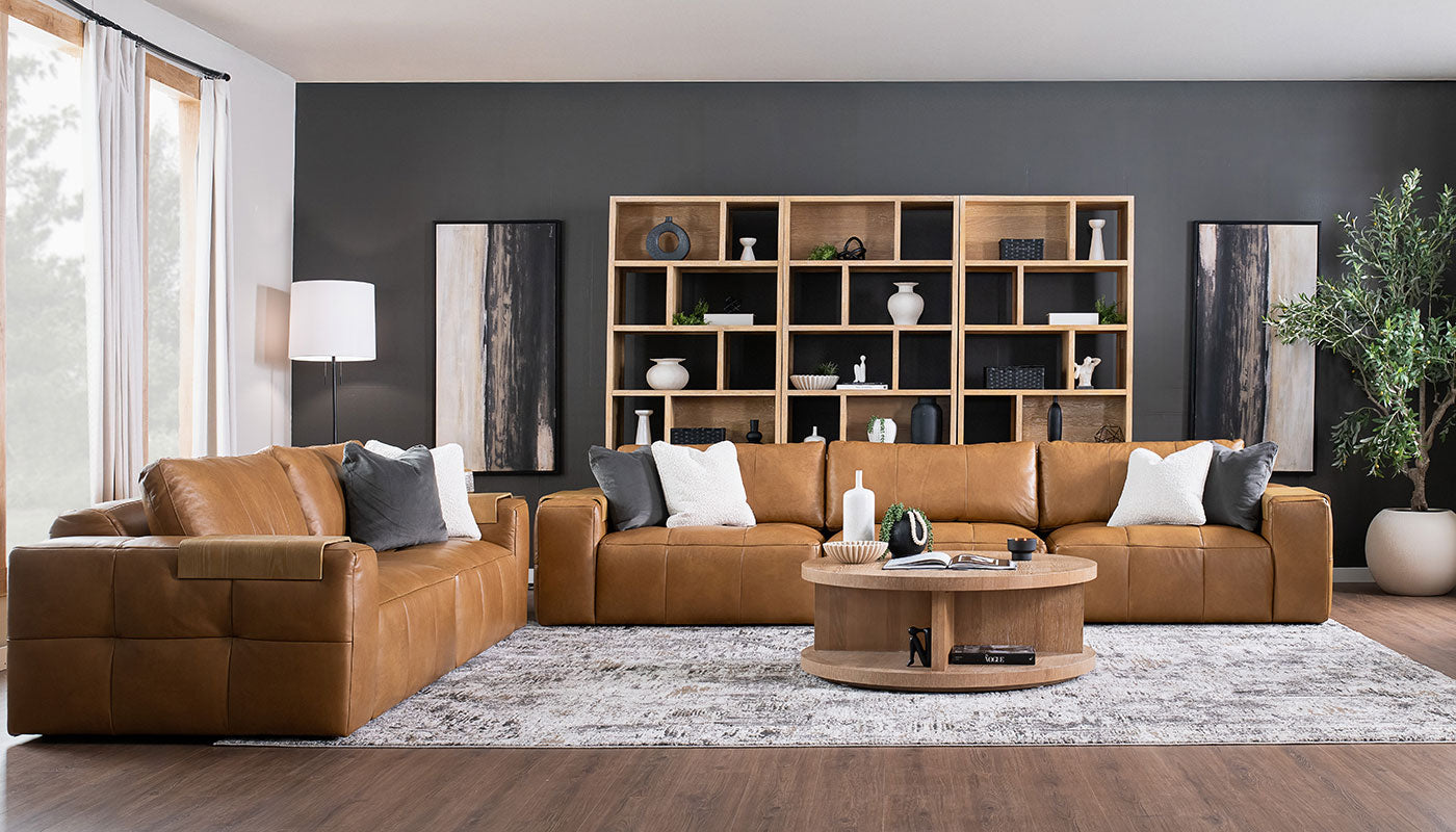 Amallo Leather Super Sofa & Sofa – Home Zone Furniture